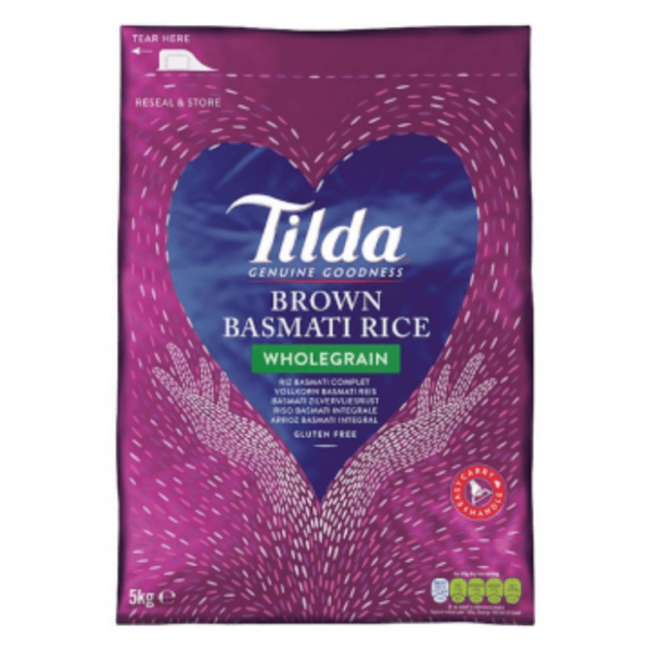 Tilda Brown Basmati Rice 5kg | Wholegrain Aromatic Rice – Grocery Wala