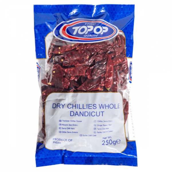 Topop Dry Chilli Dandicut 250g | Whole Red Chillies for Indian Cooking ...